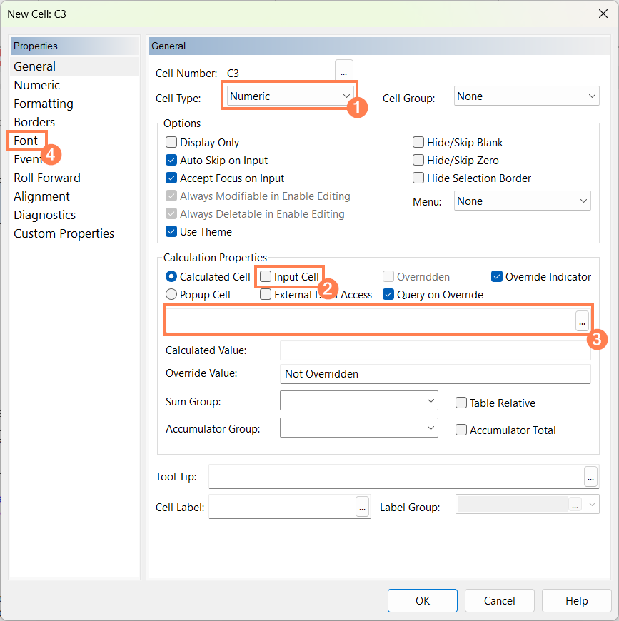 Creating and formatting a cell