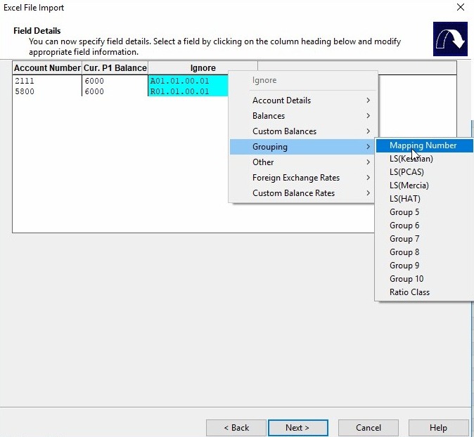 Importing a TB with mapping codes
