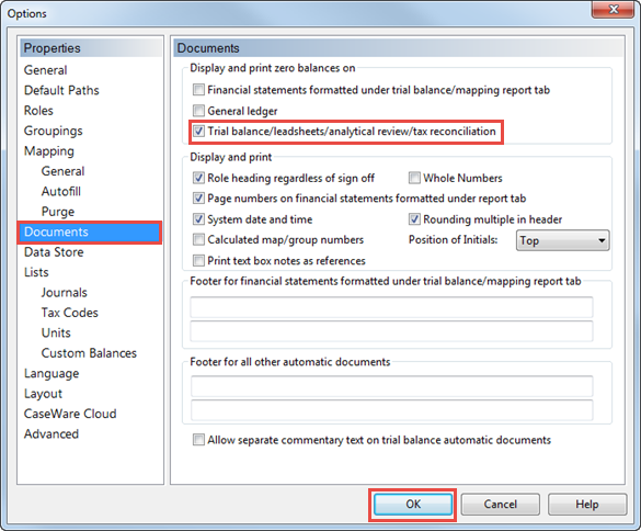 How to Display or Hide Zero Balances within Trial Balance Leadsheets ...