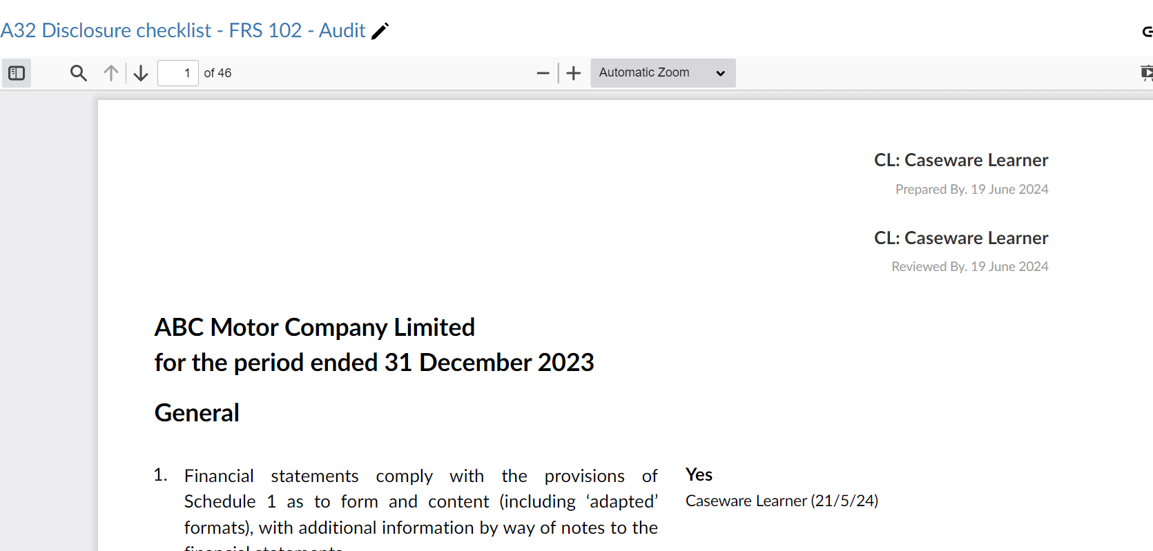 Adding a Disclosure Checklist as a PDF Document