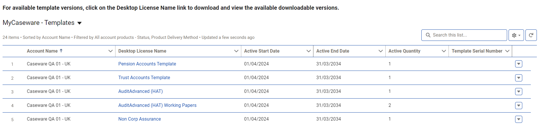 Downloading Audit Updates in MyCaseware