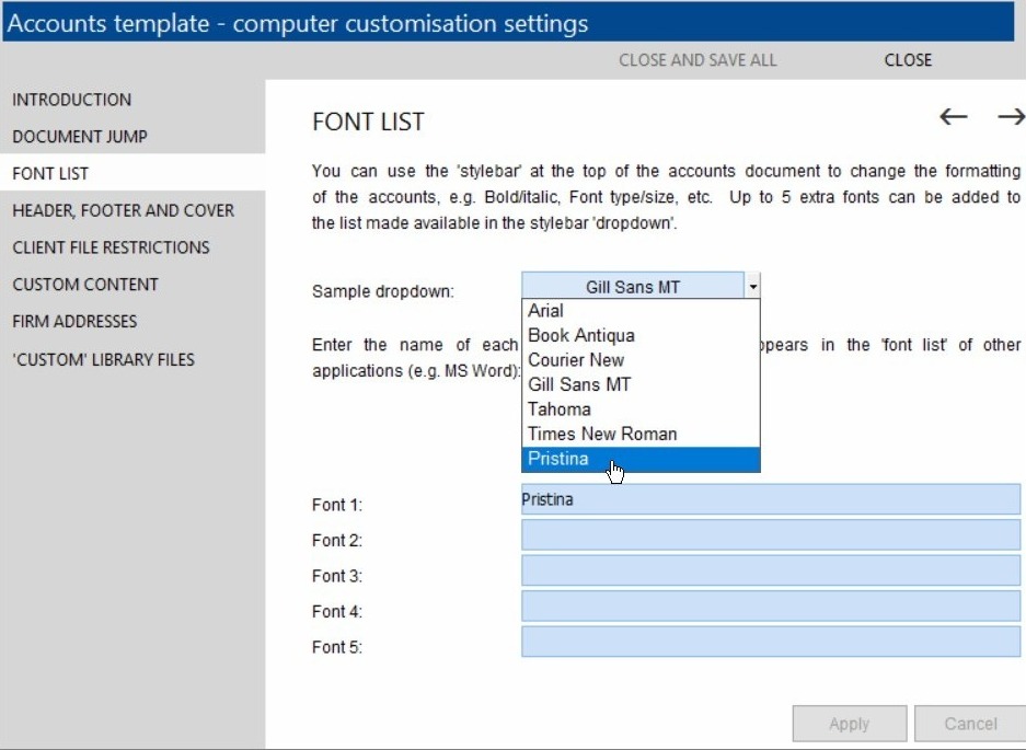 How to set a custom font in Caseware