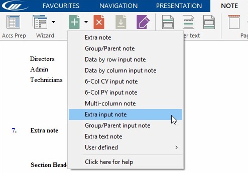 How to insert a two-column user-input note?