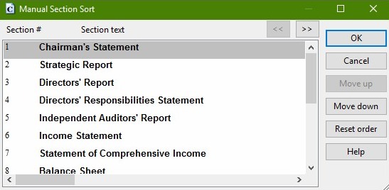 How to sort the rows on the Contents Page
