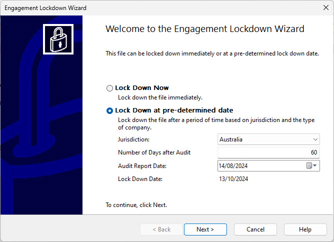 How do I lock down or unlock a CaseWare file?