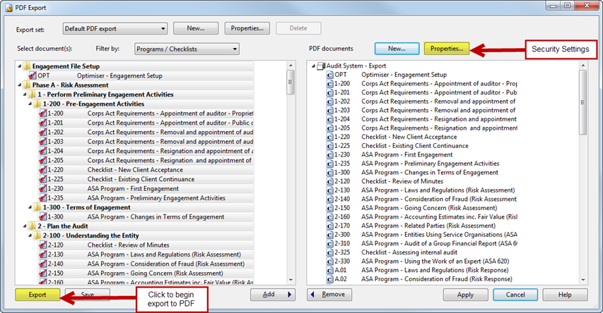 How to Export CaseWare Documents to a PDF or Excel Document