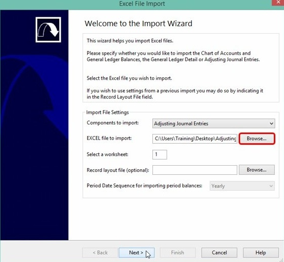 How to import adjusting entries into Caseware